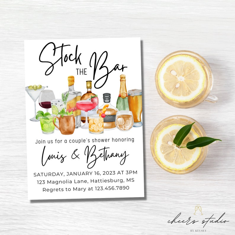 Stock the Bar Bridal Shower, Couples Shower Invite, Stock the Bar ...