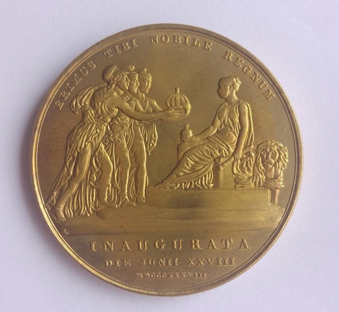 Queen Victoria CORONATION REPLICA Token 1837 : Tarnished - Etsy