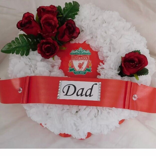 Artificial Silk Funeral Grave Flowers, Red Liverpool Wreath Posy ...
