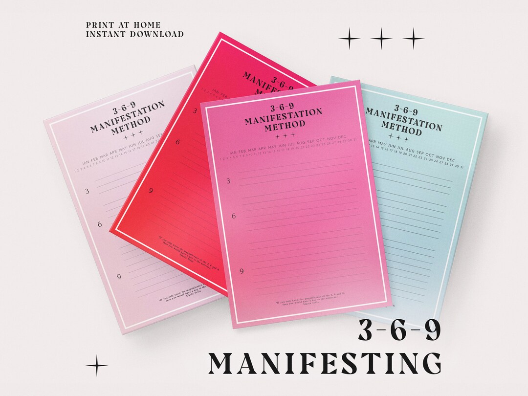 369 Manifestation Method Printable Journal Sheets Law of - Etsy