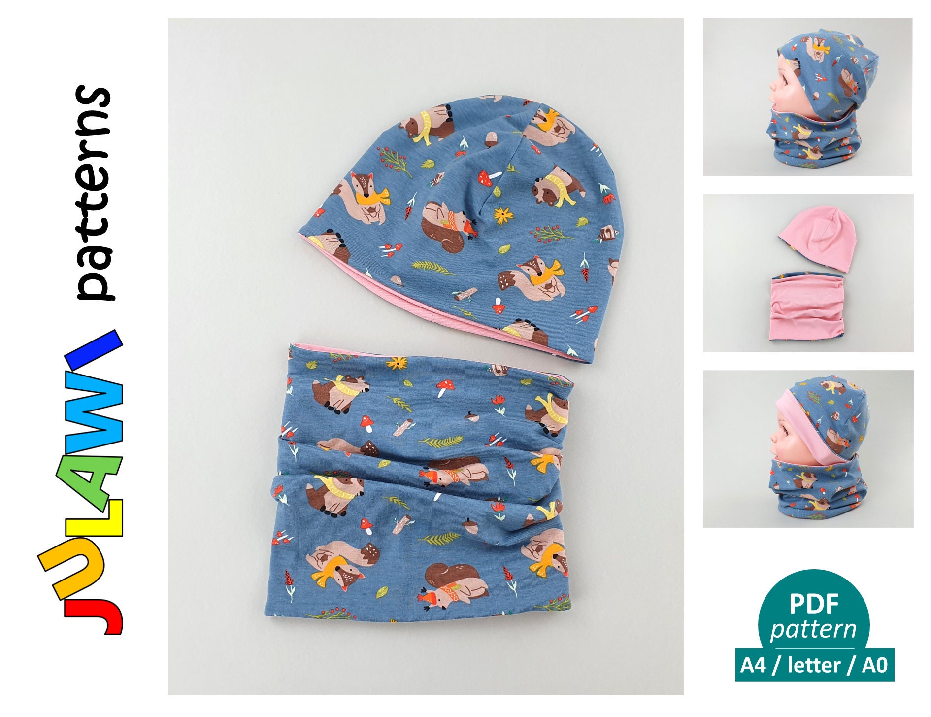 Hat and Tube Scarf PDF Sewing Pattern | JULAWI No.8 - Etsy