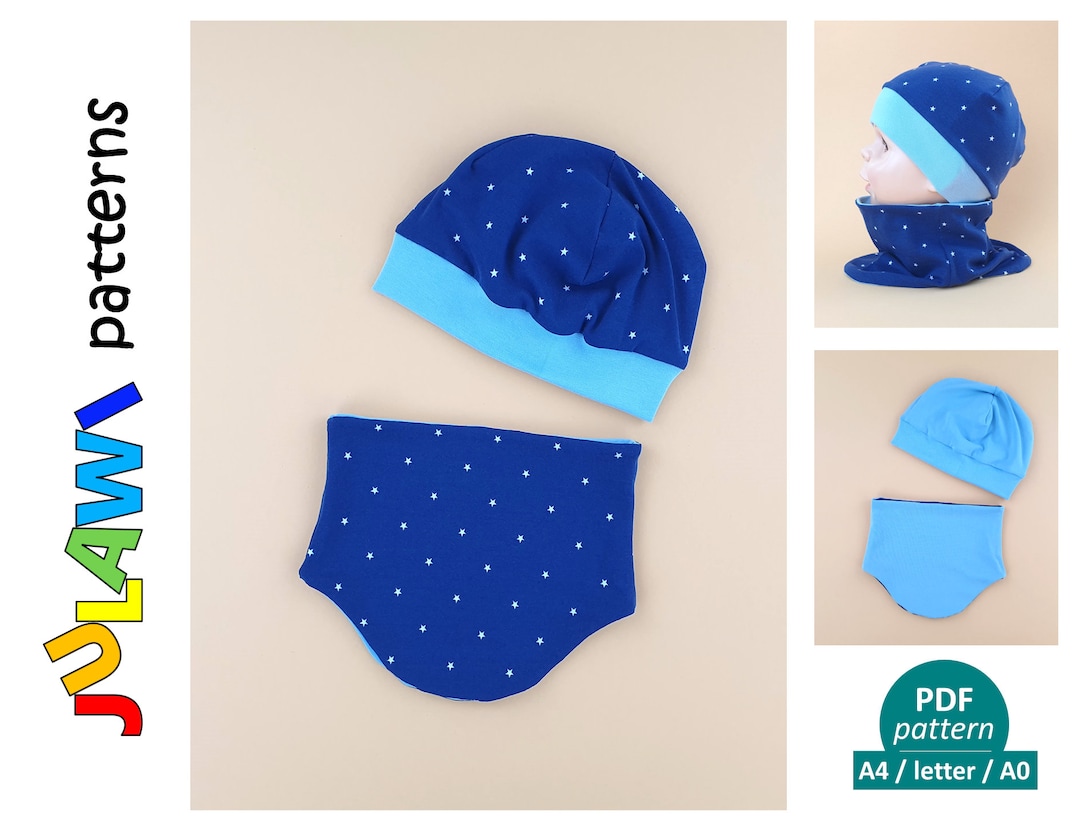 Hat and Tube Scarf Slim Fit PDF Sewing Pattern | JULAWI No.17 - Etsy