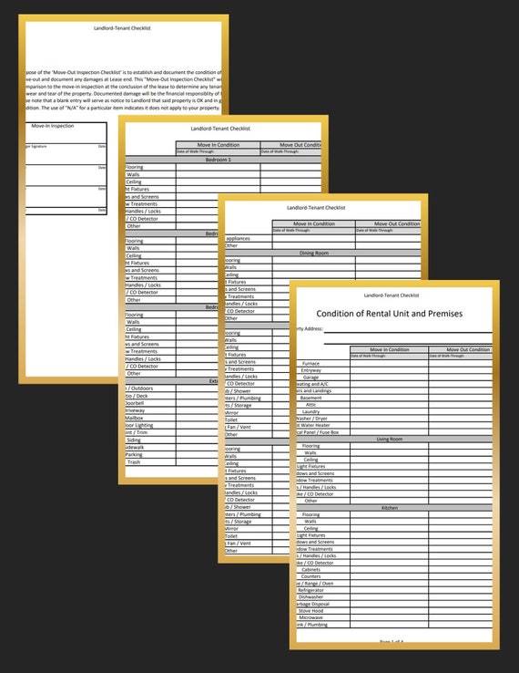 Landlord Tenant Walk-through Checklist | Etsy