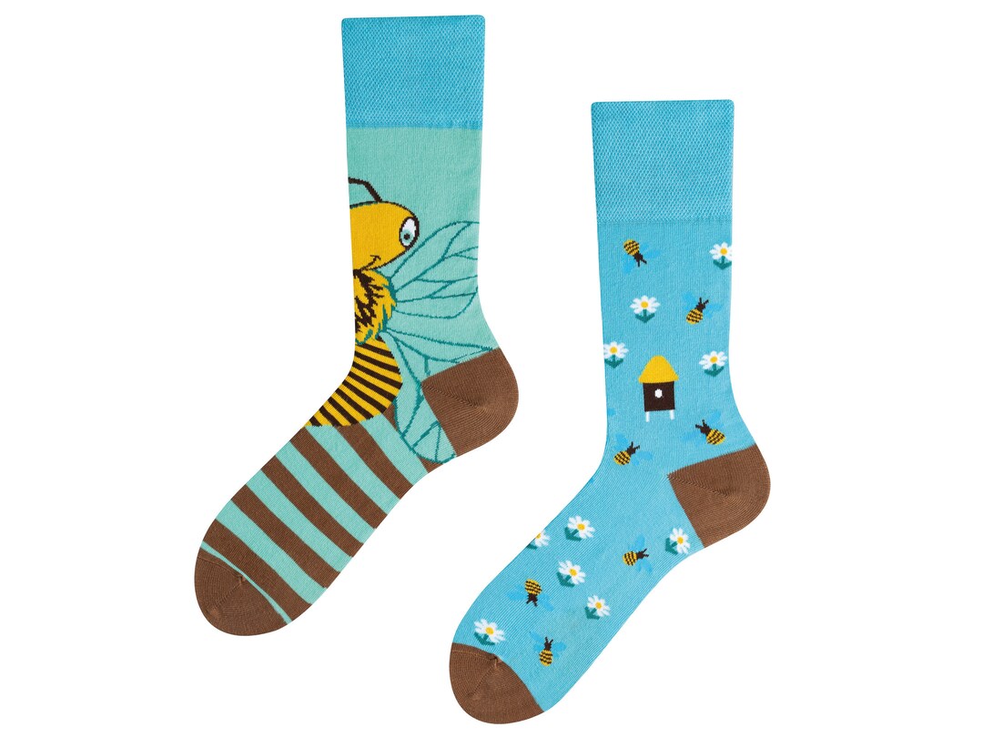 Bees Socks | Bee Paradise Socks | Motif Socks | Blue Socks | Cute ...