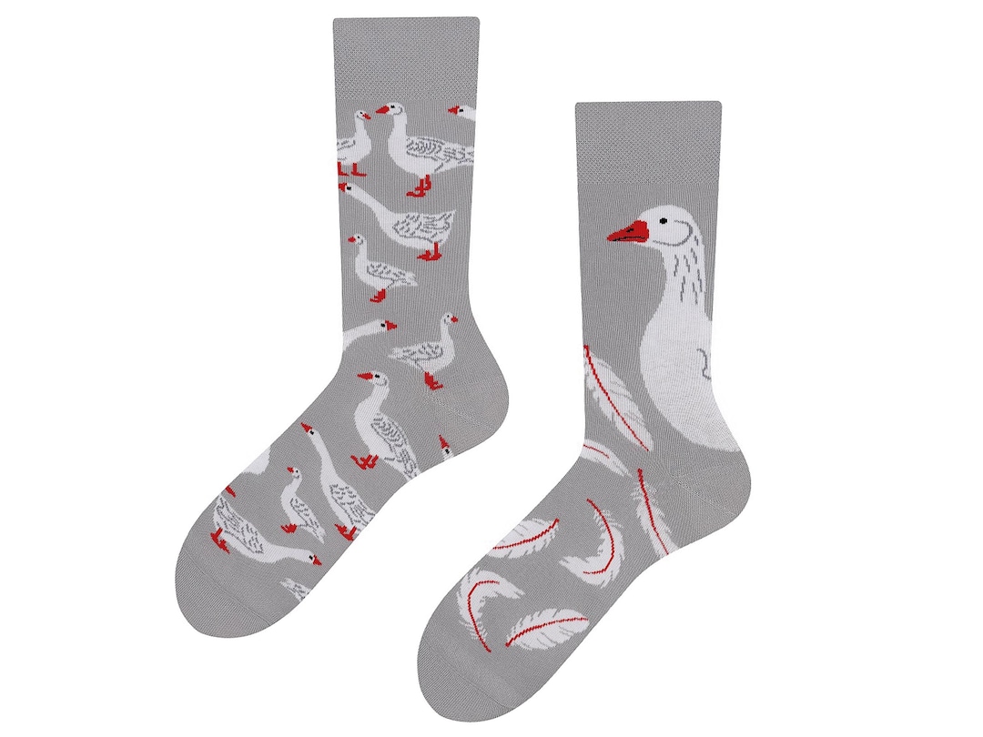 Beautiful Goose Design Socks, Goosebumps, Unequal Socks, Cool Socks - Etsy