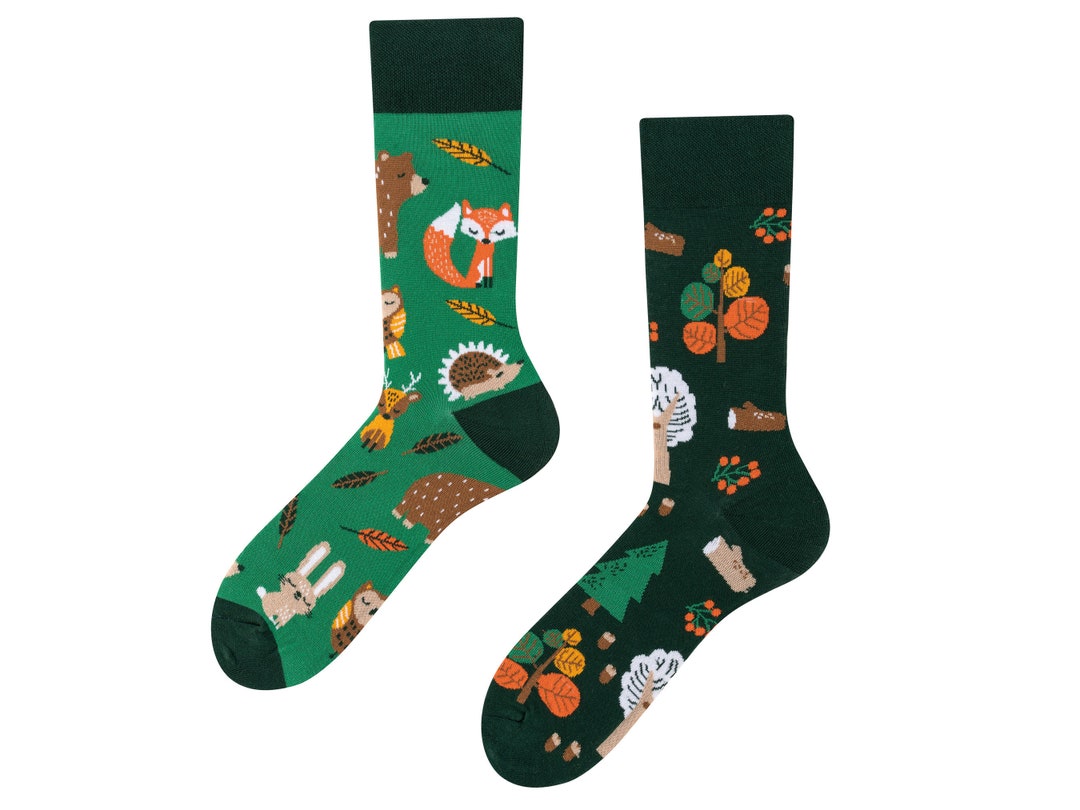 Forest Animals Socks | Animal Motifs Socks | Cool Soclen | Crazy Socks ...