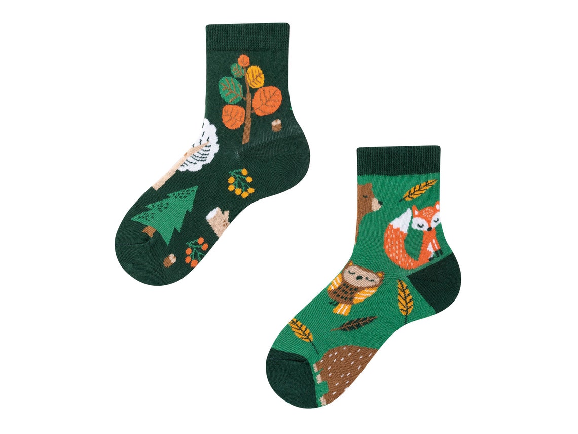 Cute Forest Animals Socks Kids Cute Kid Socks With Forest - Etsy