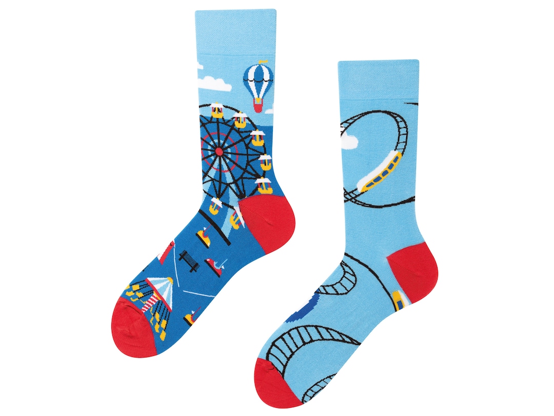 Roller Coaster Socks | Motif Socks | Blue Socks With Motif | Fun Socks ...