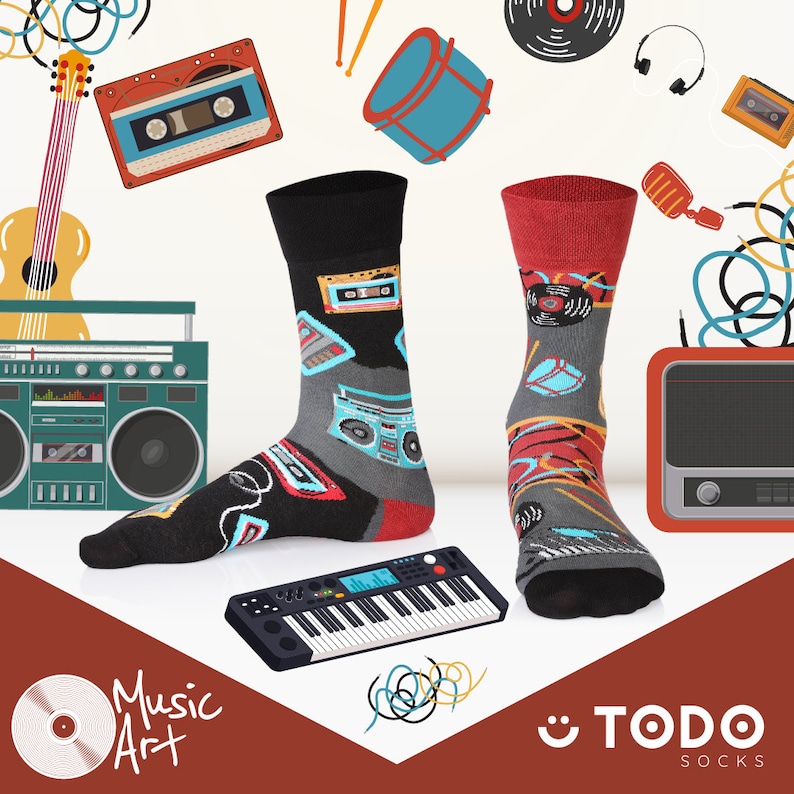 Retro Music Socks | Music Socks | Retro Design Socks | Colorful Socks ...