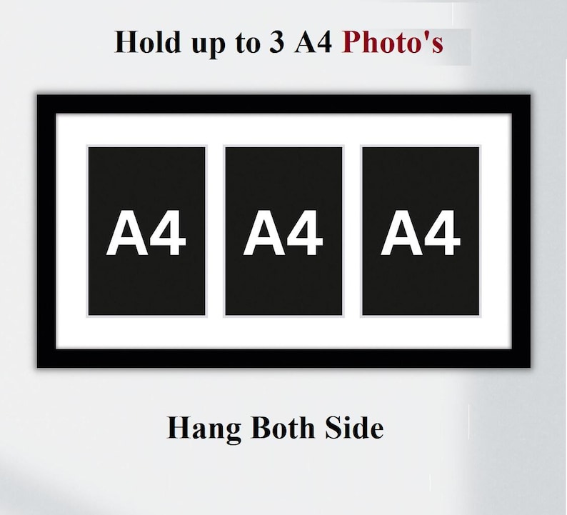 Black Multi Aperture Photo Frame: 3 A4 Pictures, Wall Hanging - Etsy UK