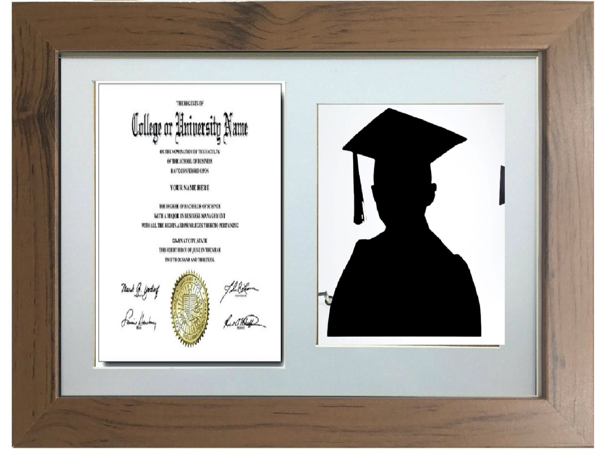 Graduation White Mounted Double Photo Frame for 1 A4 Certificate and ...