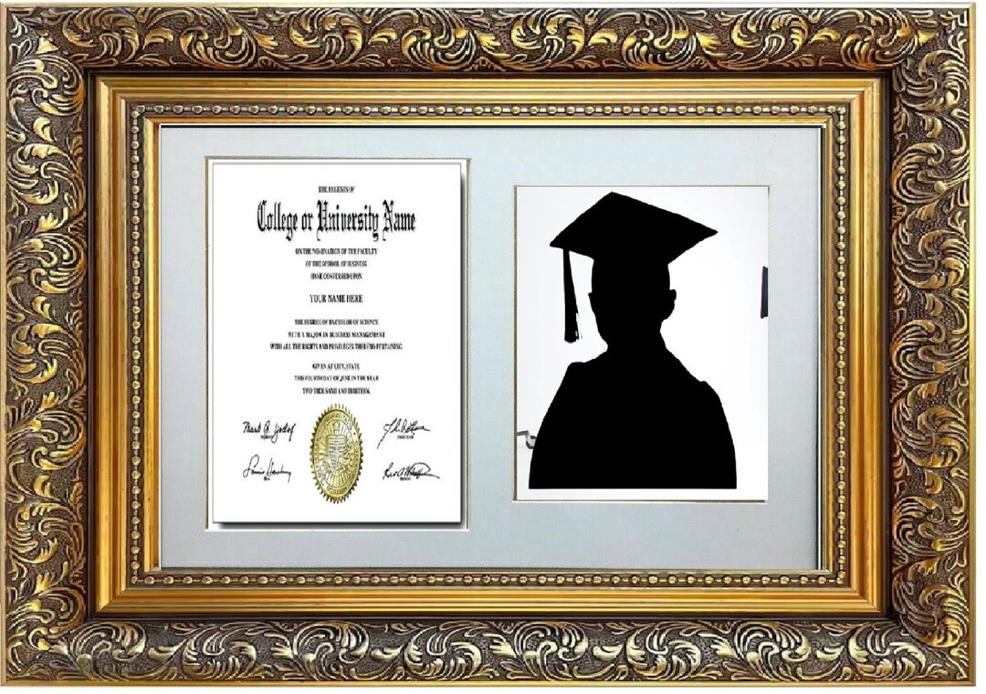 Graduation White Mounted Double Photo Frame for 1 A4 Certificate and ...