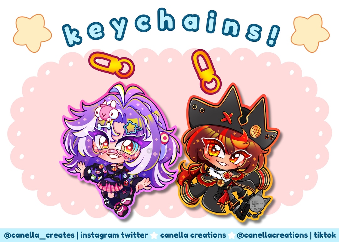 Indie Vtuber Acrylic Charms - Michi Mochievee & K9 Kuro - Etsy