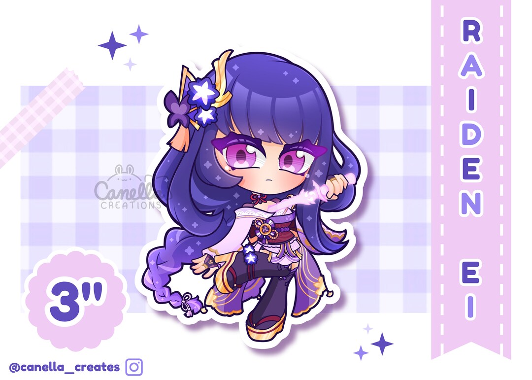 Raiden Shogun Laminated Glossy Vinyl Sticker Genshin Impact - Etsy