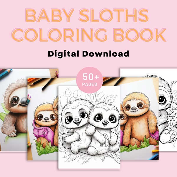 Sloth Coloring Book - Etsy