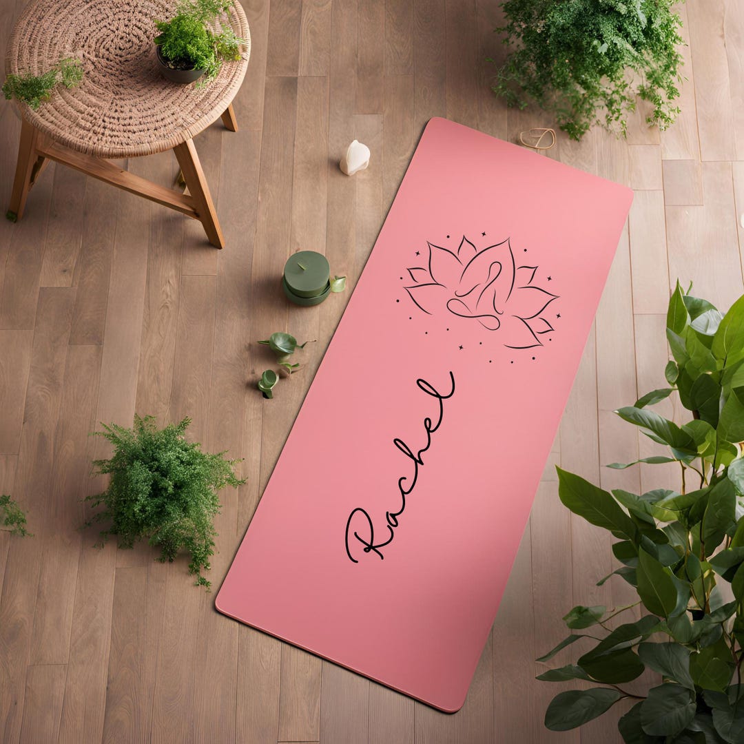 Personalized Yoga Mat With Lotus Design, Yoga Mat Gift, Fitness Mat ...