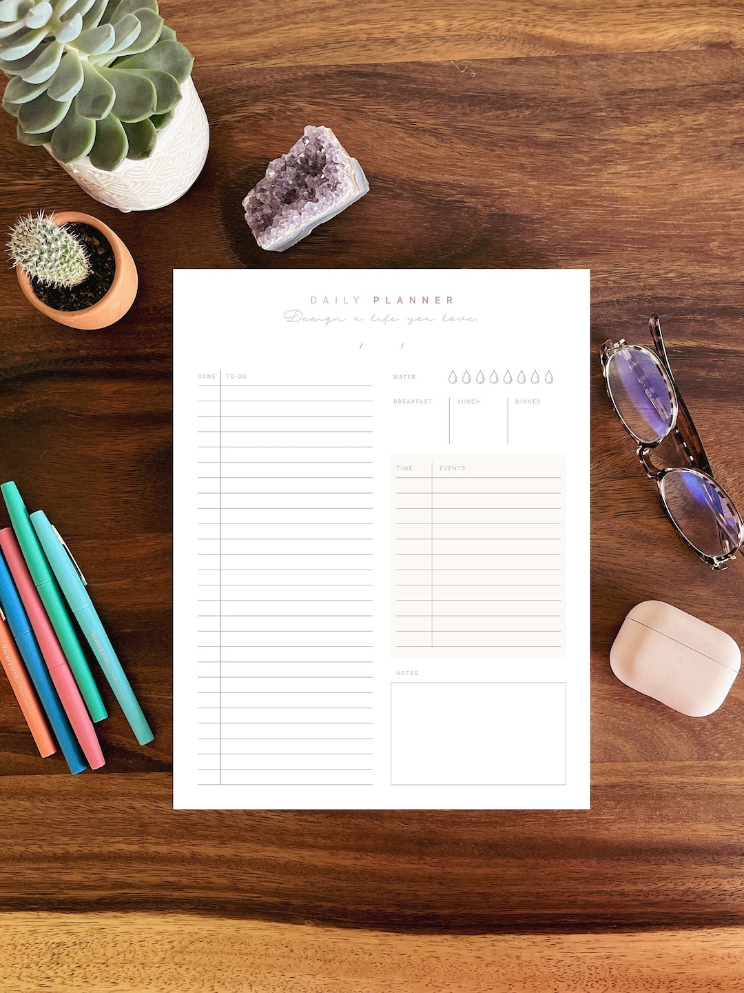 Daily Planner Notepad - Design A Life You Love - Etsy
