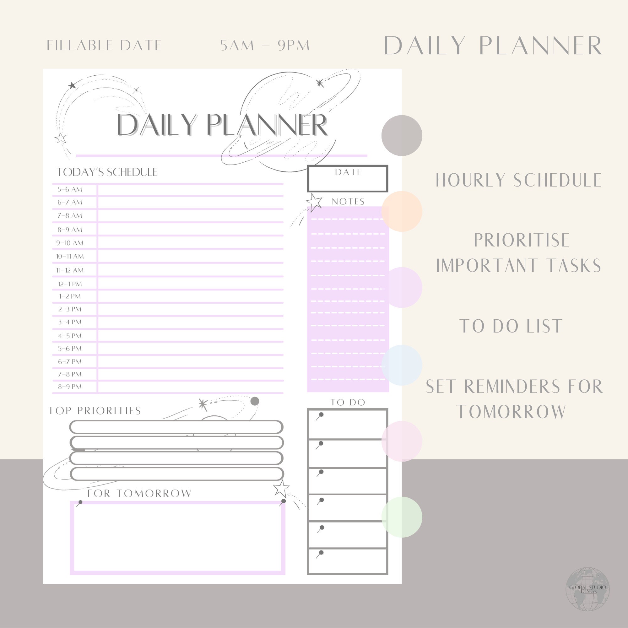 Pastel Purple Galaxy Printable and Digital Daily, Weekly and Monthly ...