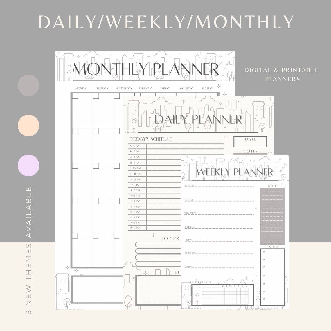 6 Pastel Coloured Daily/weekly/monthly DIGITAL & Printable - Etsy