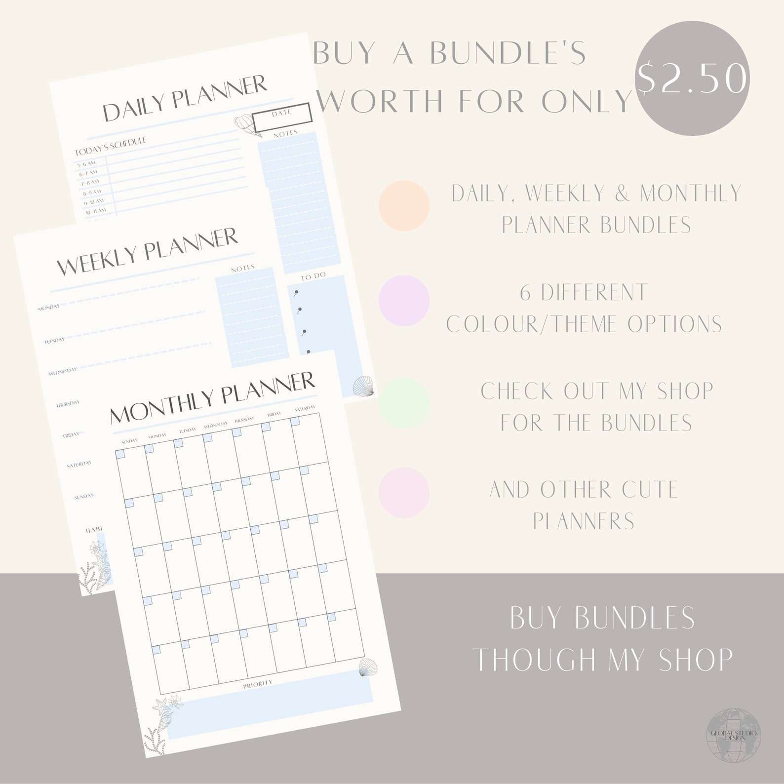 6 Pastel Coloured Daily/weekly/monthly DIGITAL & Printable Planners - Etsy