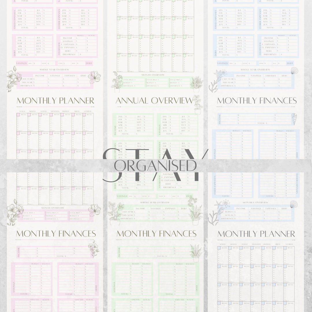 Pastel Coloured Finance Planners (weekly, Fortnightly, Monthly & Annual ...