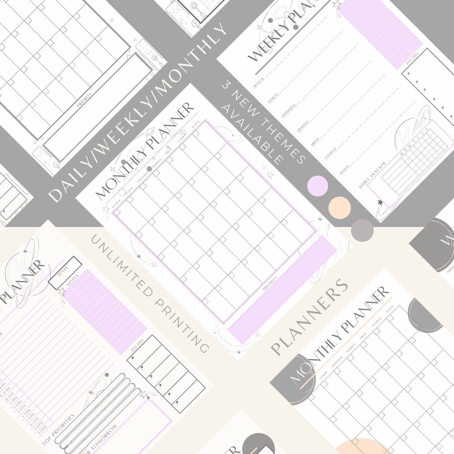6 Pastel Coloured Daily/weekly/monthly DIGITAL & Printable Planners - Etsy