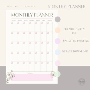Pastel Pink Floral Printable and Digital Daily, Weekly and Monthly ...