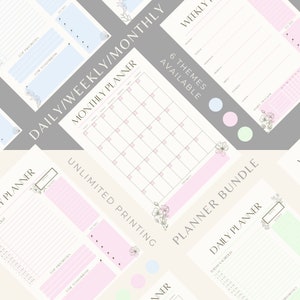 Pastel Pink Floral Printable and Digital Daily, Weekly and Monthly ...