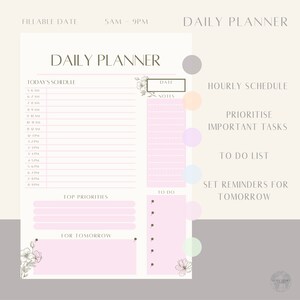 Pastel Pink Floral Printable and Digital Daily, Weekly and Monthly ...