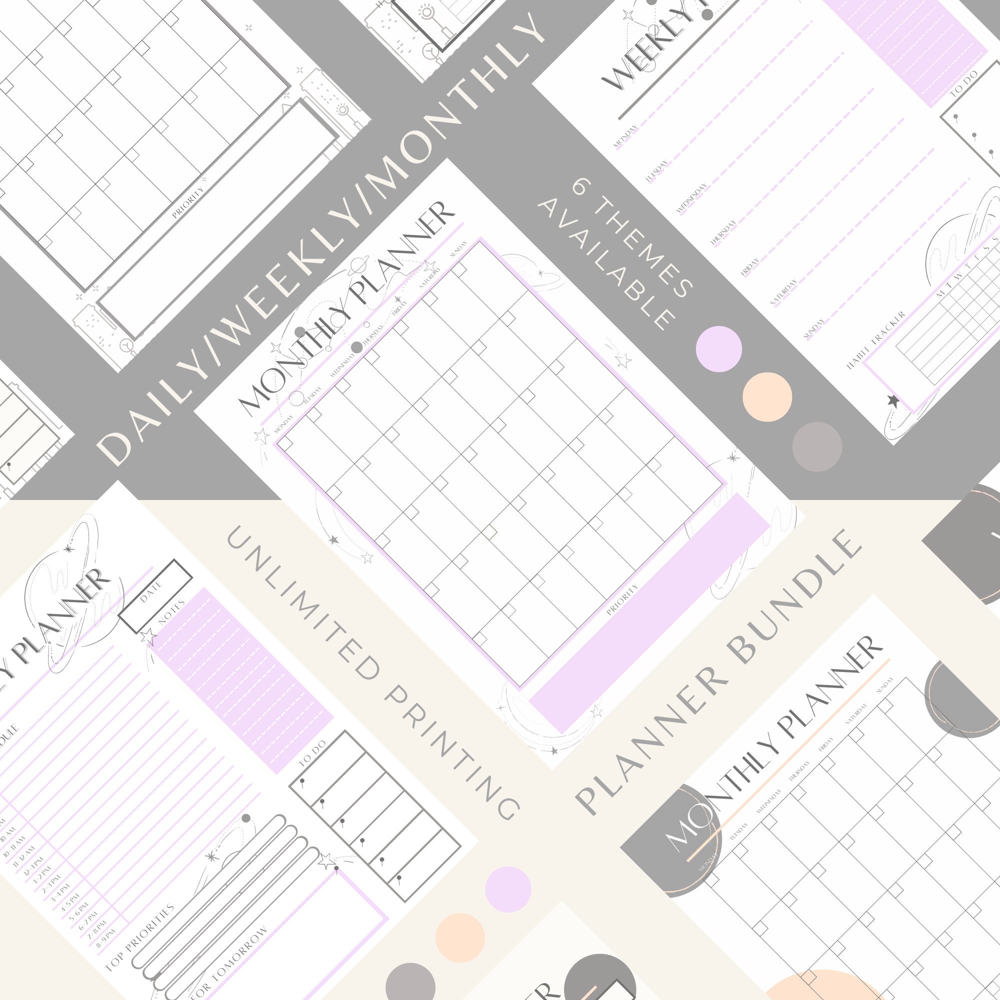 Pastel Purple Galaxy Printable and Digital Daily, Weekly and Monthly ...