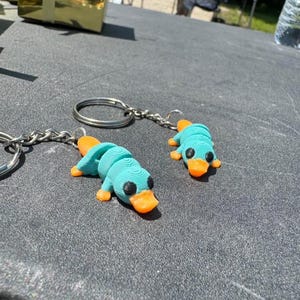 Platypus Keychain in Perry the Platypus Colors 3D Printed Mini ...
