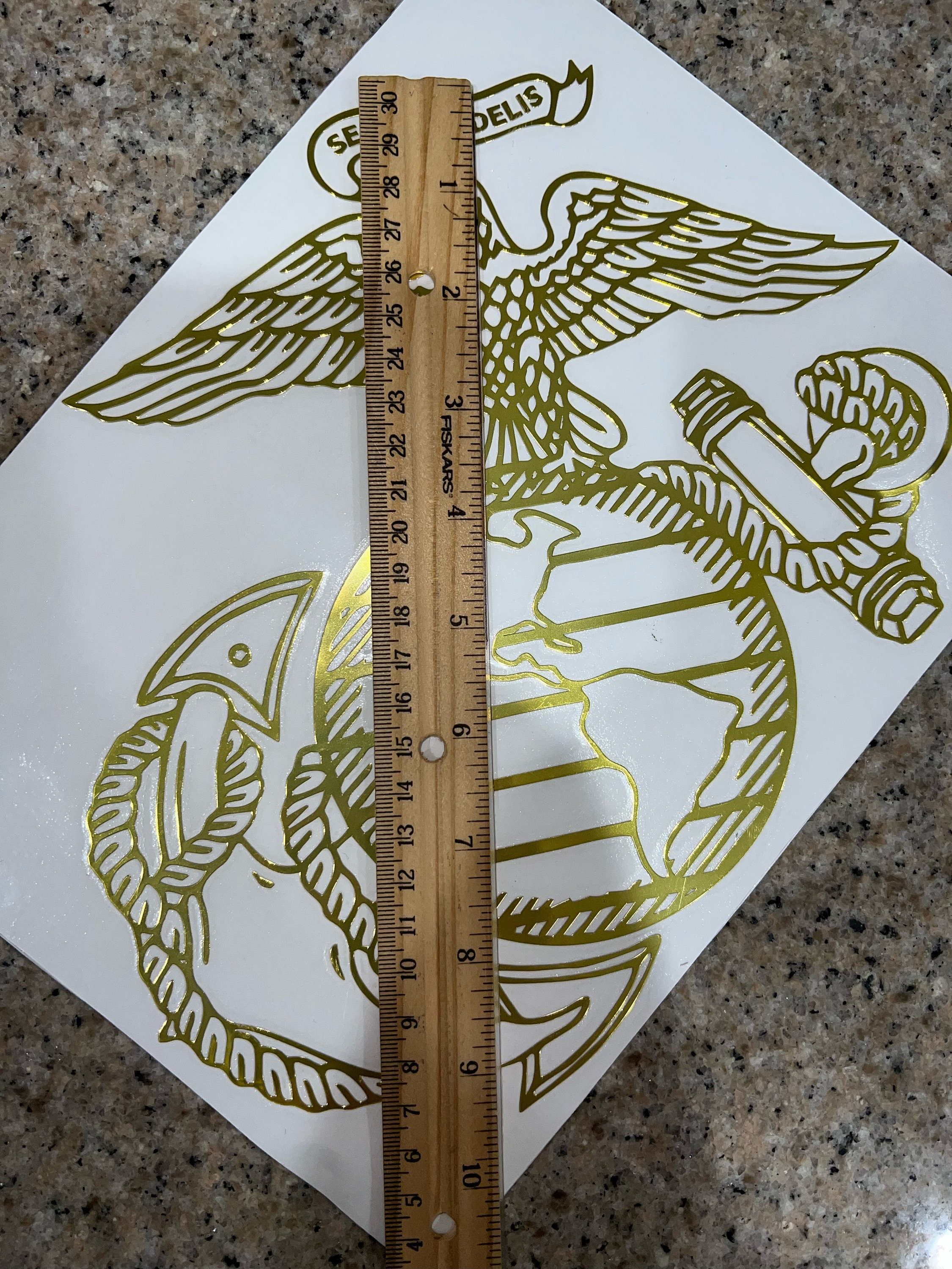 USMC Transfer Sticker Shiny Metallic Gold, Silver, Rose Gold. EGA ...