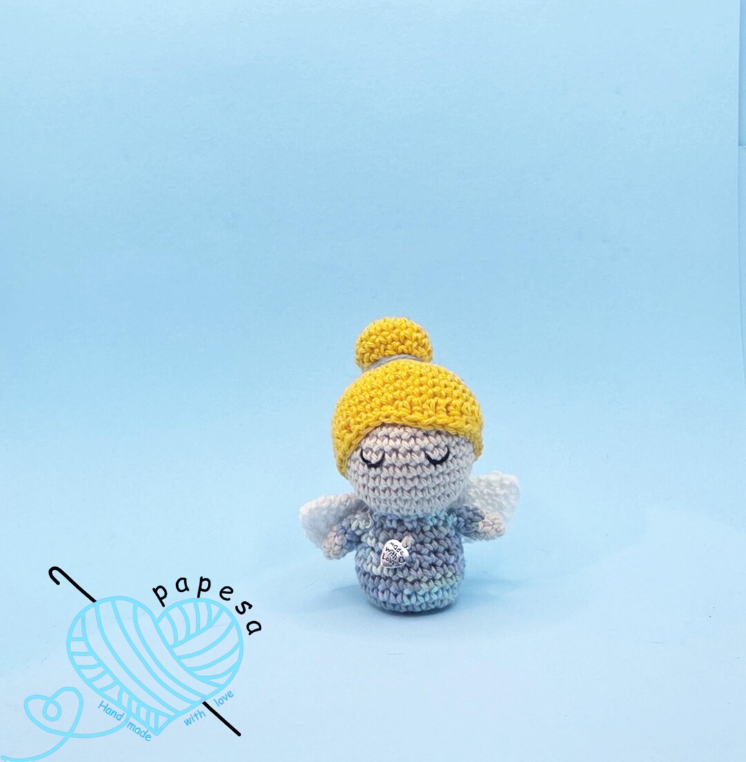 Crocheted Angel With a Bun – 9 Cm Mini Decorative Figure Made of Cotton ...