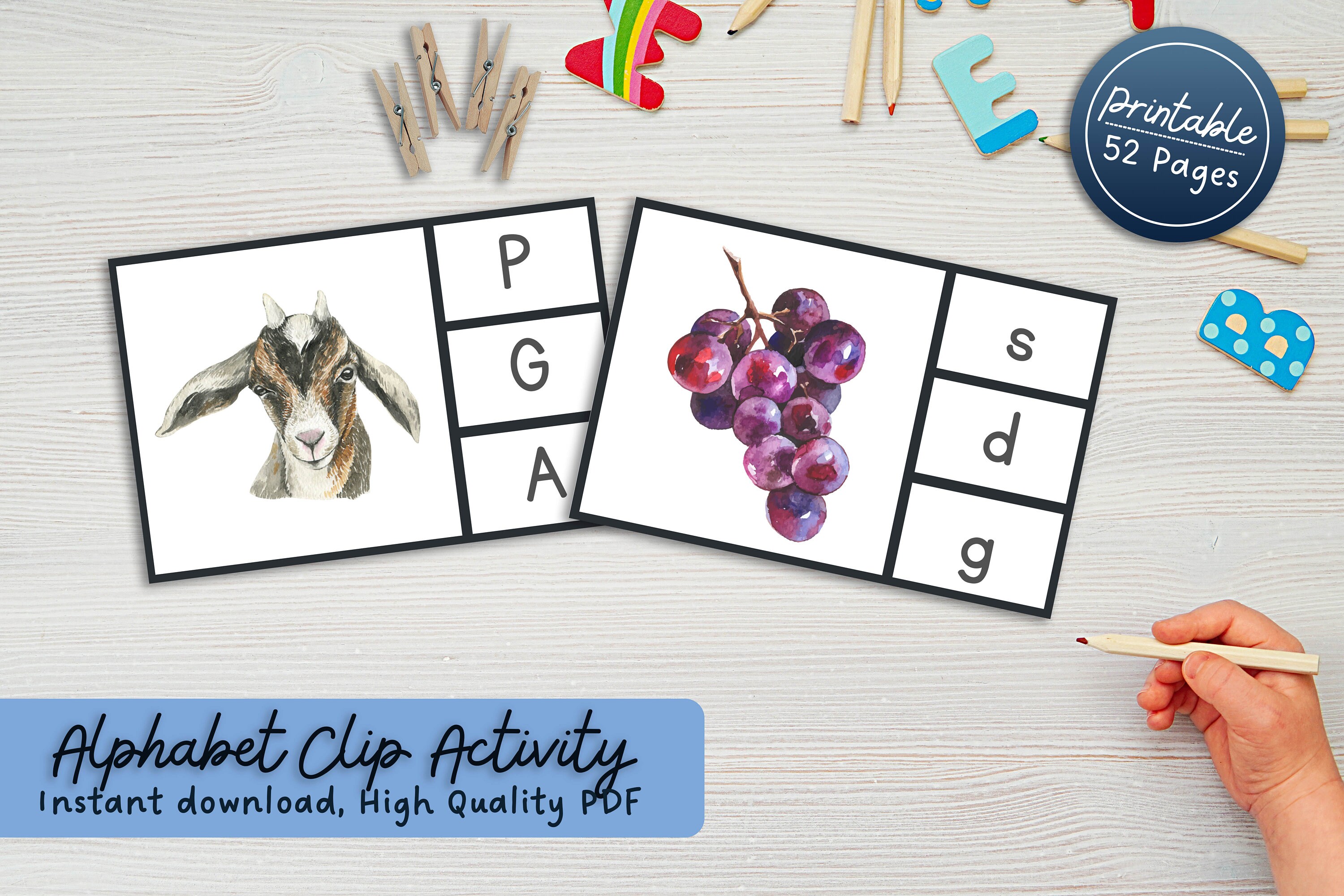 Alphabet Clip Cards Peg It Flash Cards, Peg It, Clip Cards, Educational ...