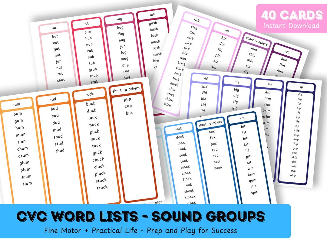 CVC Word Group Lists | Phonics CVC Amplify Phonemic Awareness ...