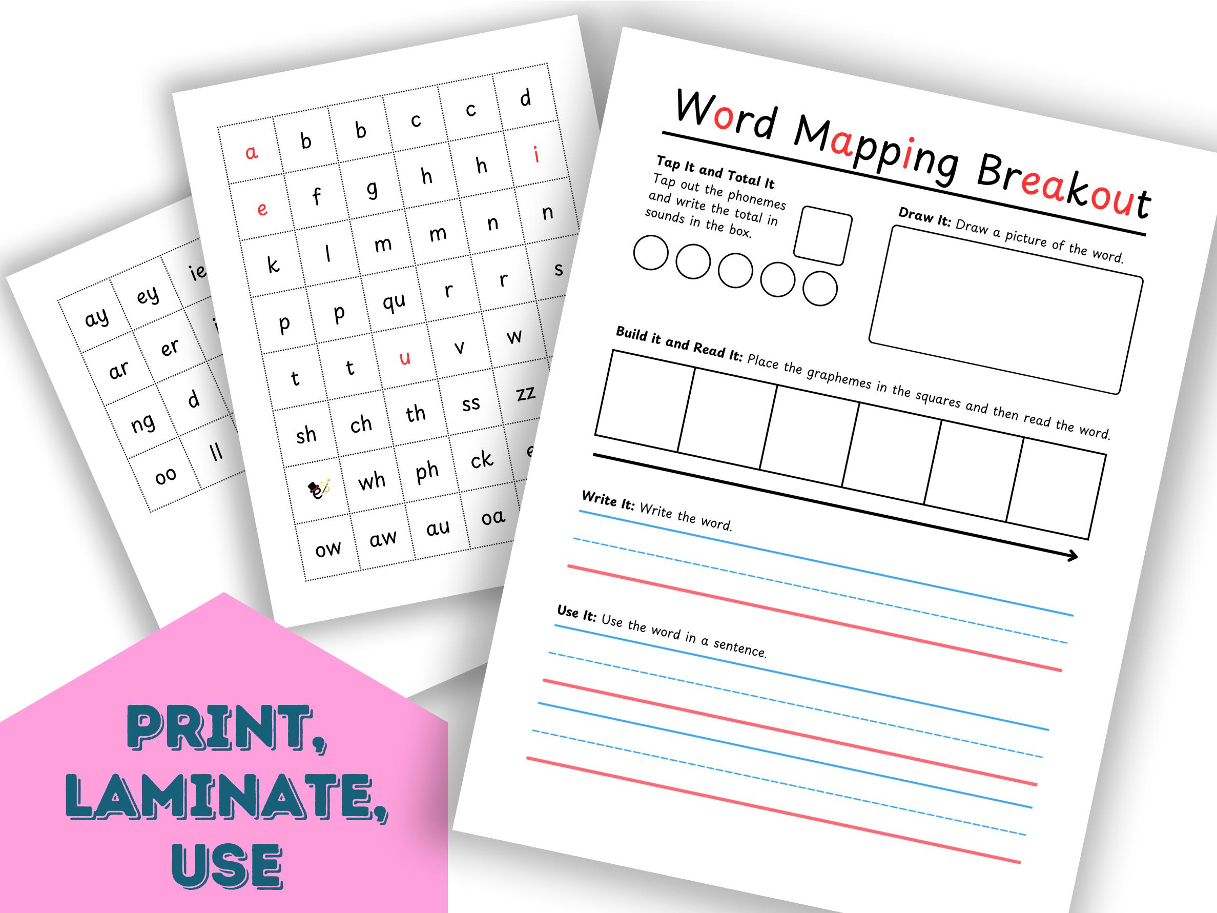 Orthographic Mapping Resource Sheets, Tap It, Graph It, Write It ...