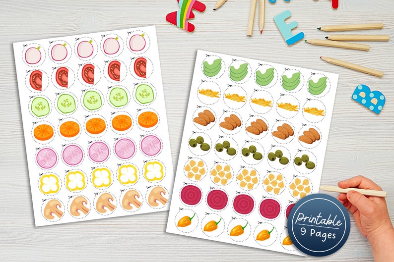 Salad Recipe Pretend Play | Pre-school Activity Counting Game Match ...