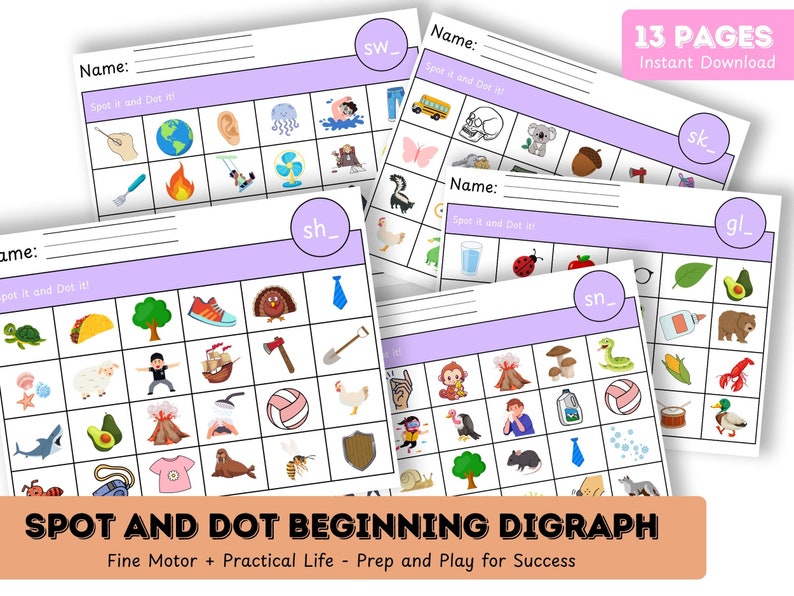 Beginning Digraph Spot and Dot | Phonics CVC Amplify Phonemic Awareness ...