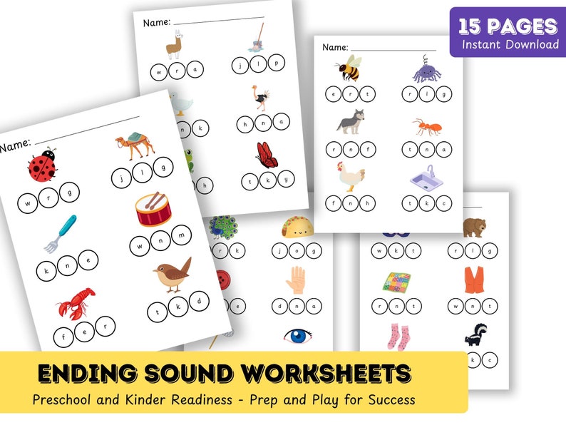 Ending Sound Worksheets Phonics CVC Amplify Phonemic Awareness DIEBELS ...