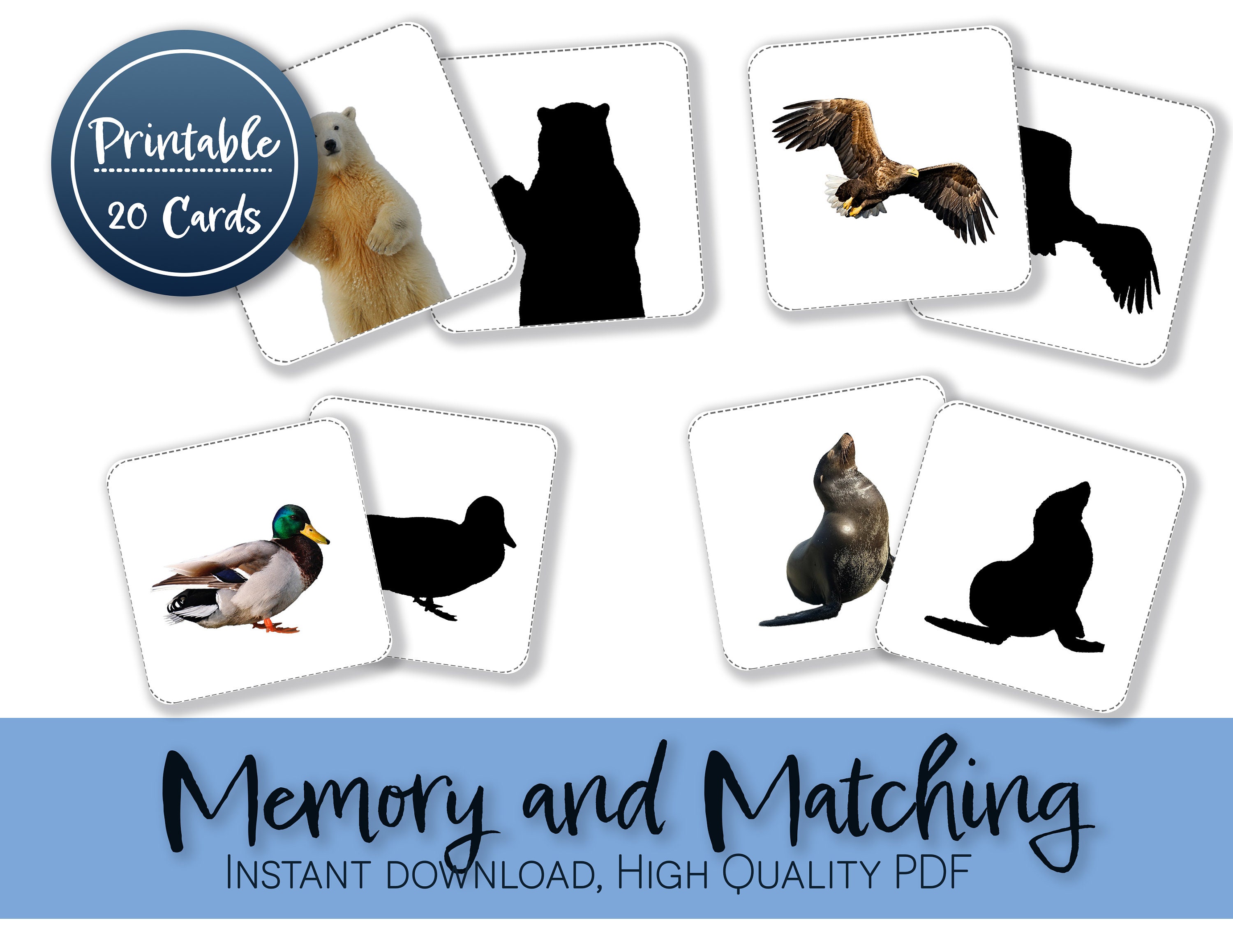 Animal Shadow Matching Cards - Montessori Printable Activity - Toddler ...