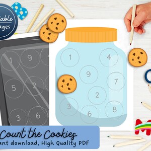 Count the Cookies | Math for Kids Pre-school Activities Worksheet ...