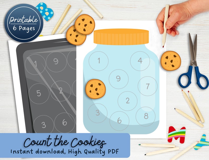 Count the Cookies | Math for Kids Pre-school Activities Worksheet ...