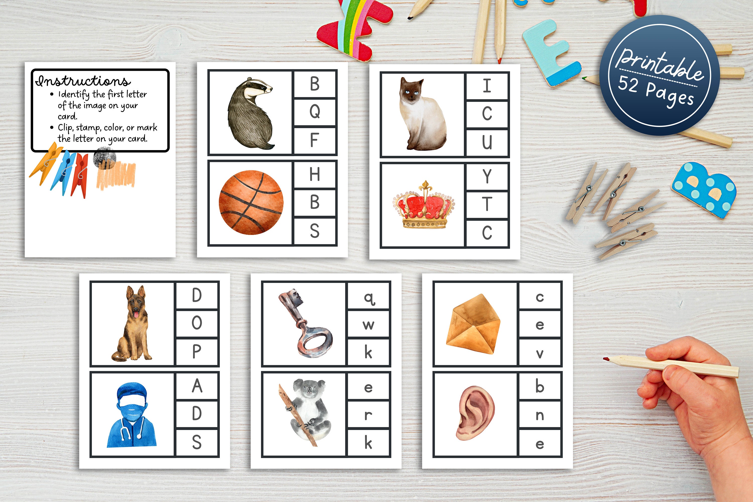 Alphabet Clip Cards | Peg It Flash Cards, Peg It, Clip Cards ...