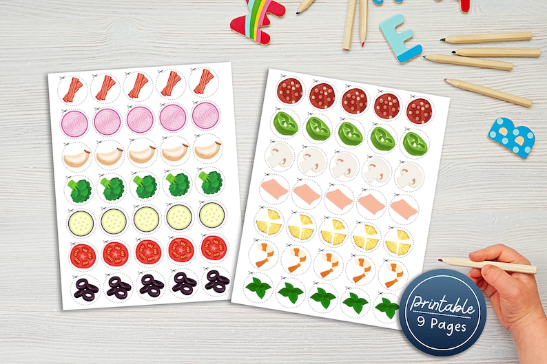 Pizza Recipe Pretend Play | Pre-school Activity Counting Game Match ...