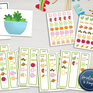 Salad Recipe Pretend Play | Pre-school Activity Counting Game Match ...