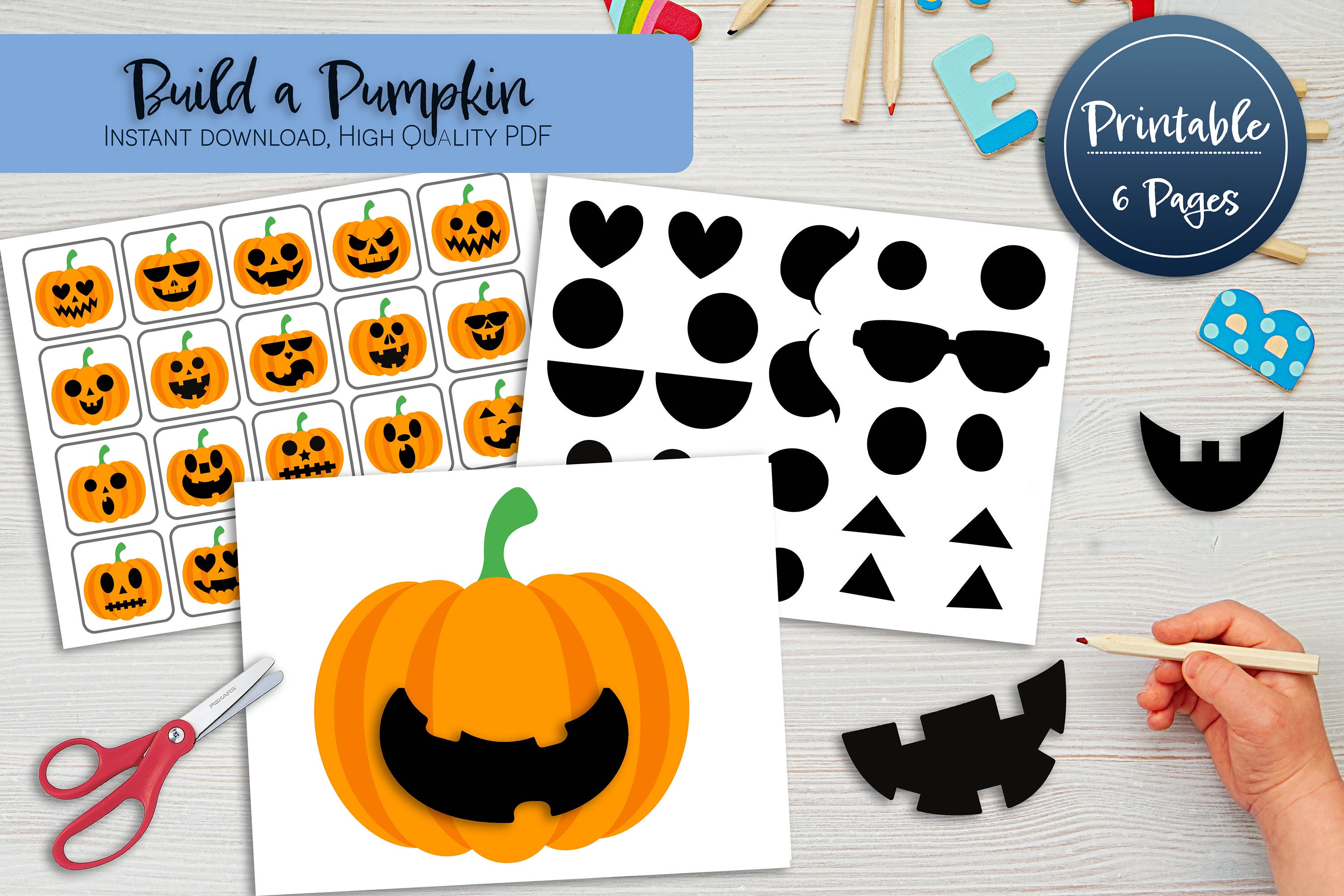 Build a Pumpkin Cut and Paste Fall Activity Early Shapes - Etsy
