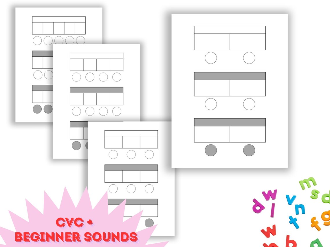 Sound Elkonin Boxes Blank Word Work CVC Phonemic Awareness | Early ...