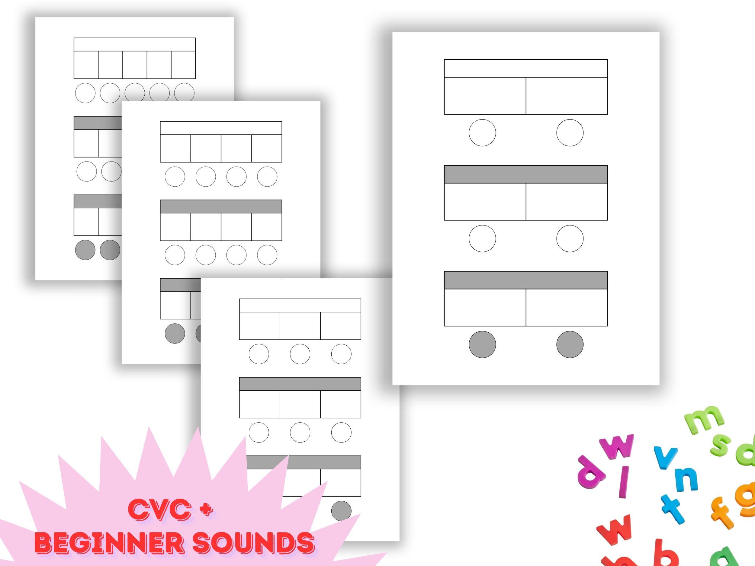 Sound Elkonin Boxes Blank Word Work CVC Phonemic Awareness | Early ...
