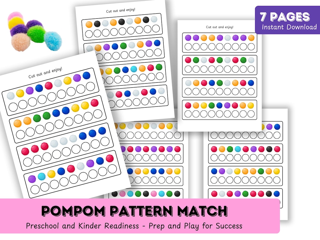 Patterns With Pom Poms, Pattern Copy Cards, Counting or Connecting ...