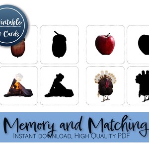 Autumn Shadow Matching Cards Montessori Printable Activity Toddler ...